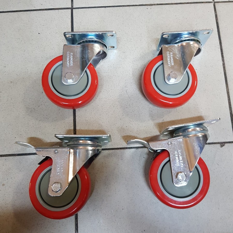 Jual Roda Trolley 4 inch (2muter+rem 2 muter ) Pu Ranger germany ...