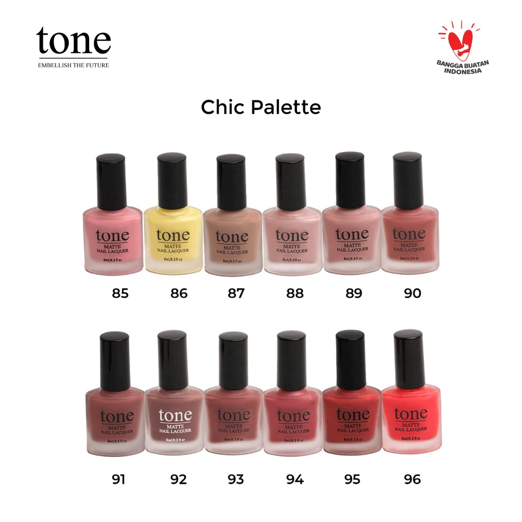Jual Tone Nail Lacquer Chic Palette Matte Series 85-96 | Cat Kuku ...