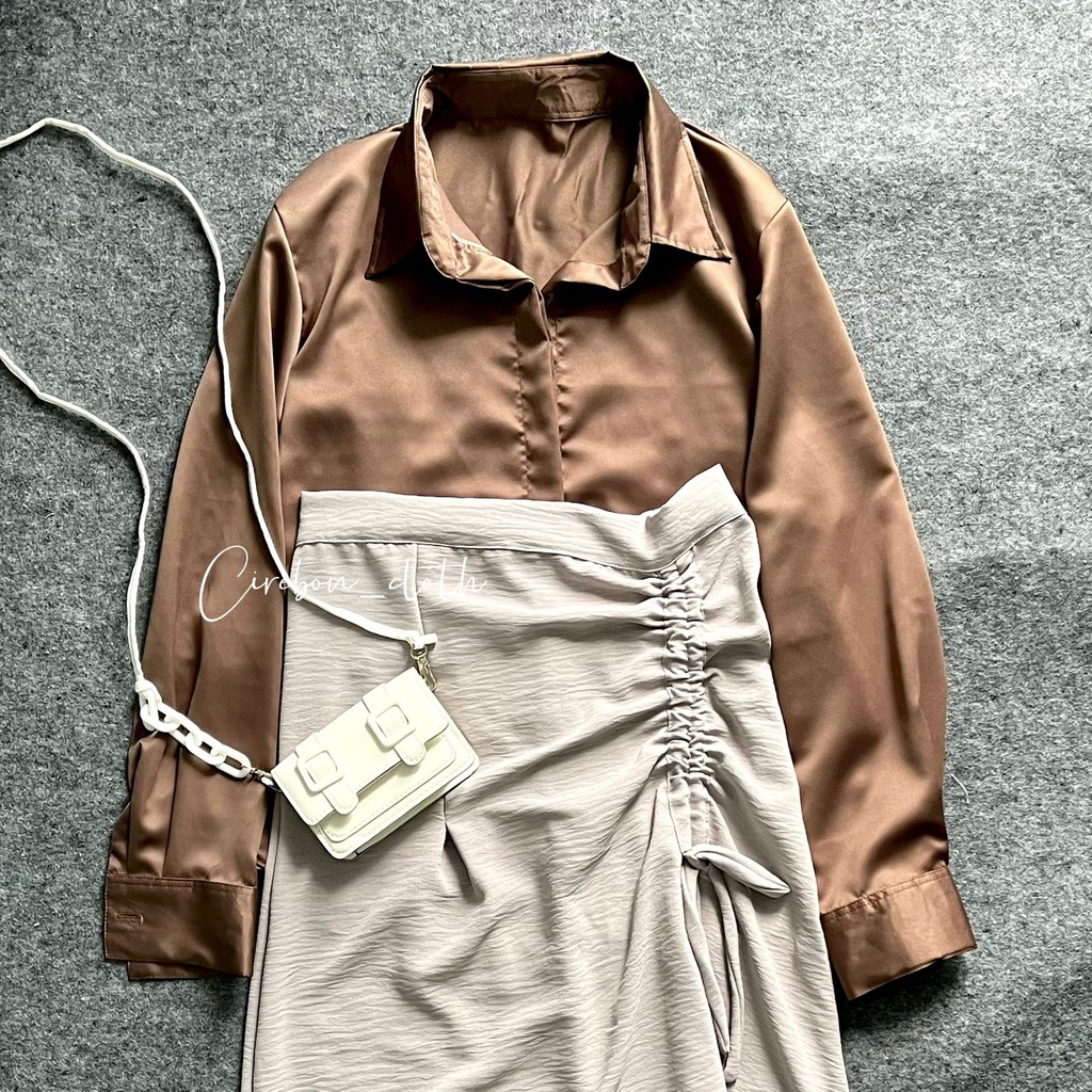 Jual Cirebon Cloth - One Set Rok Serut & Kemeja | One Set Satin Wanita ...