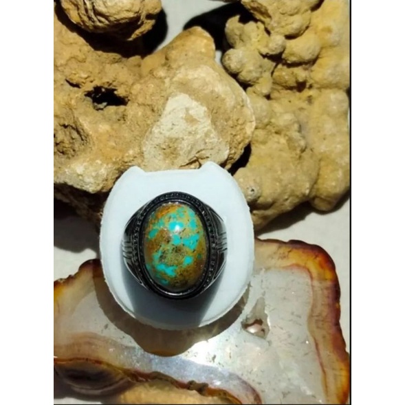 Jual cincin batu akik pirus persia natural / sesuai gambar | Shopee ...
