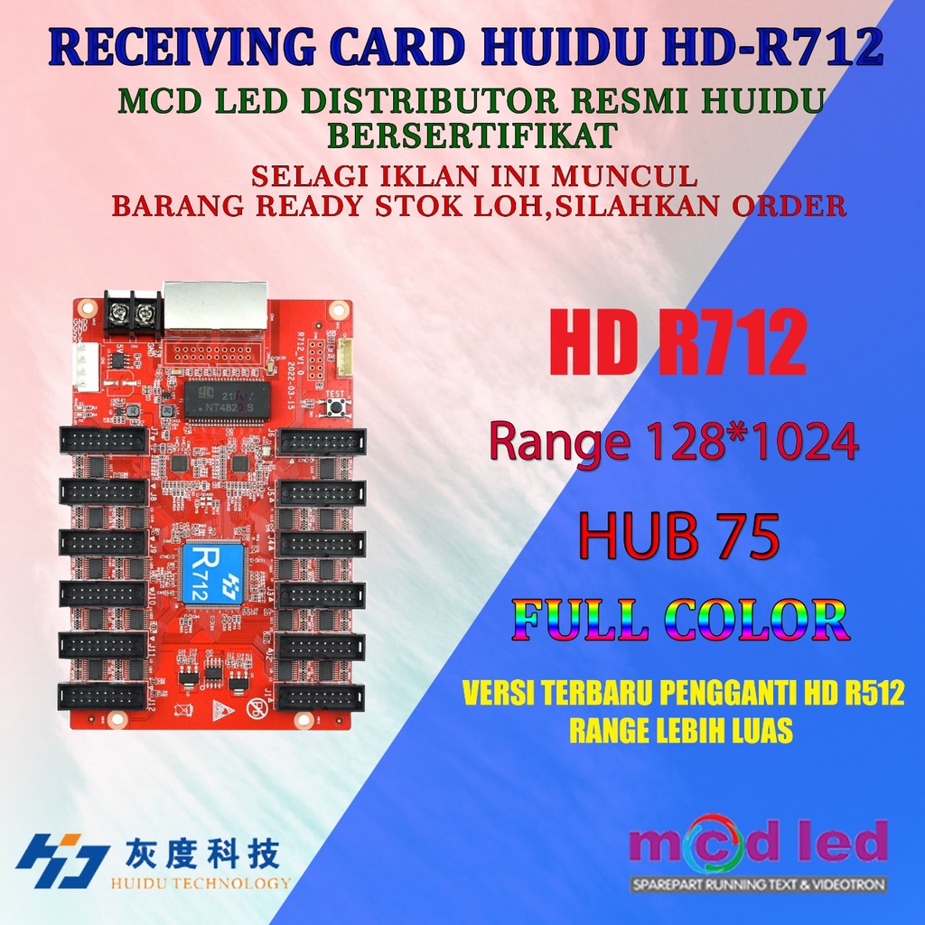 Jual HUIDU HD-R712 HD R712 PENGGANTI HD R512 HD-R512 RECEIVING CARD VIDEOTRON FULL COLOR ...