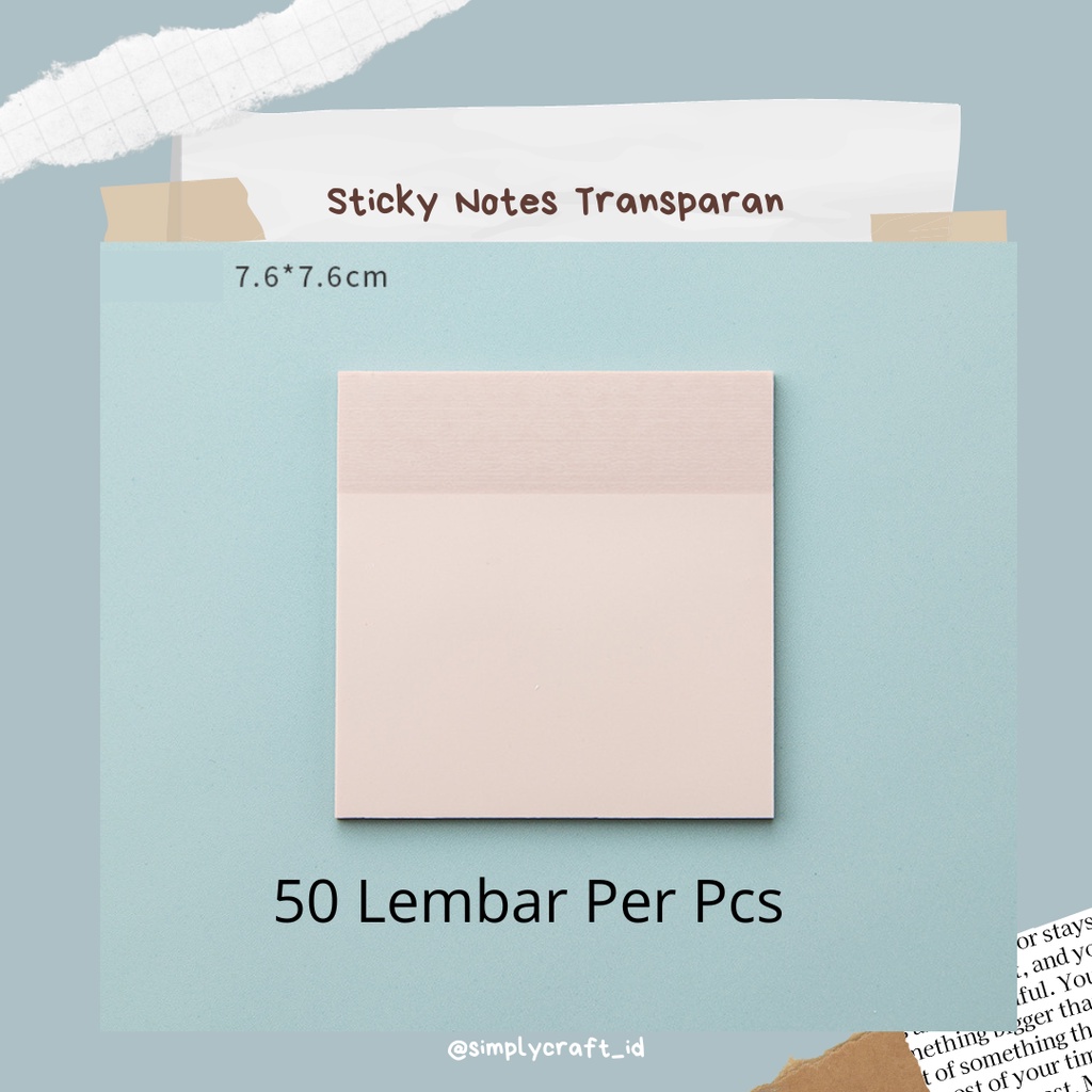 Jual Simply Craft ID - Sticky Notes Transparan 50 lembar anti Air tahan ...