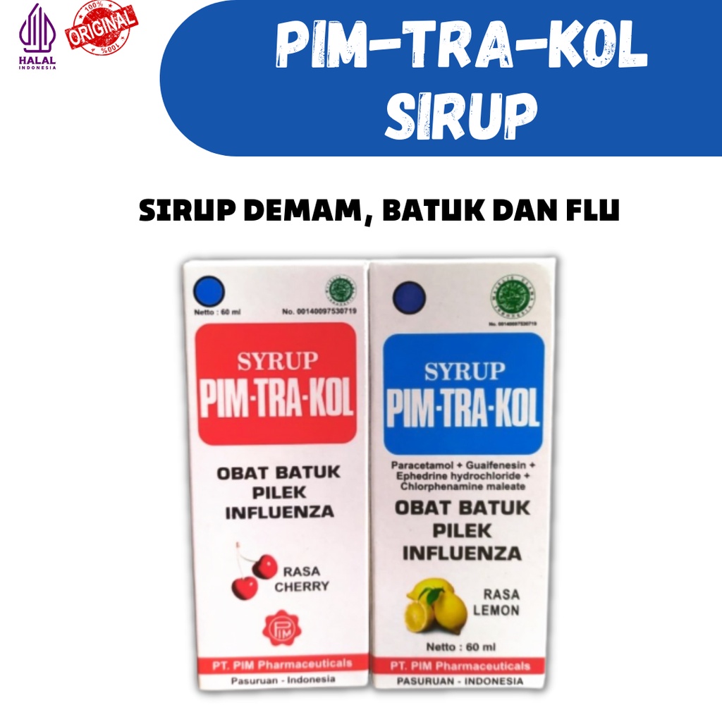 Jual Pim-Tra-Kol Syrup Lemon Cherry-Sirup Demam Batuk Flu 60 ML ...