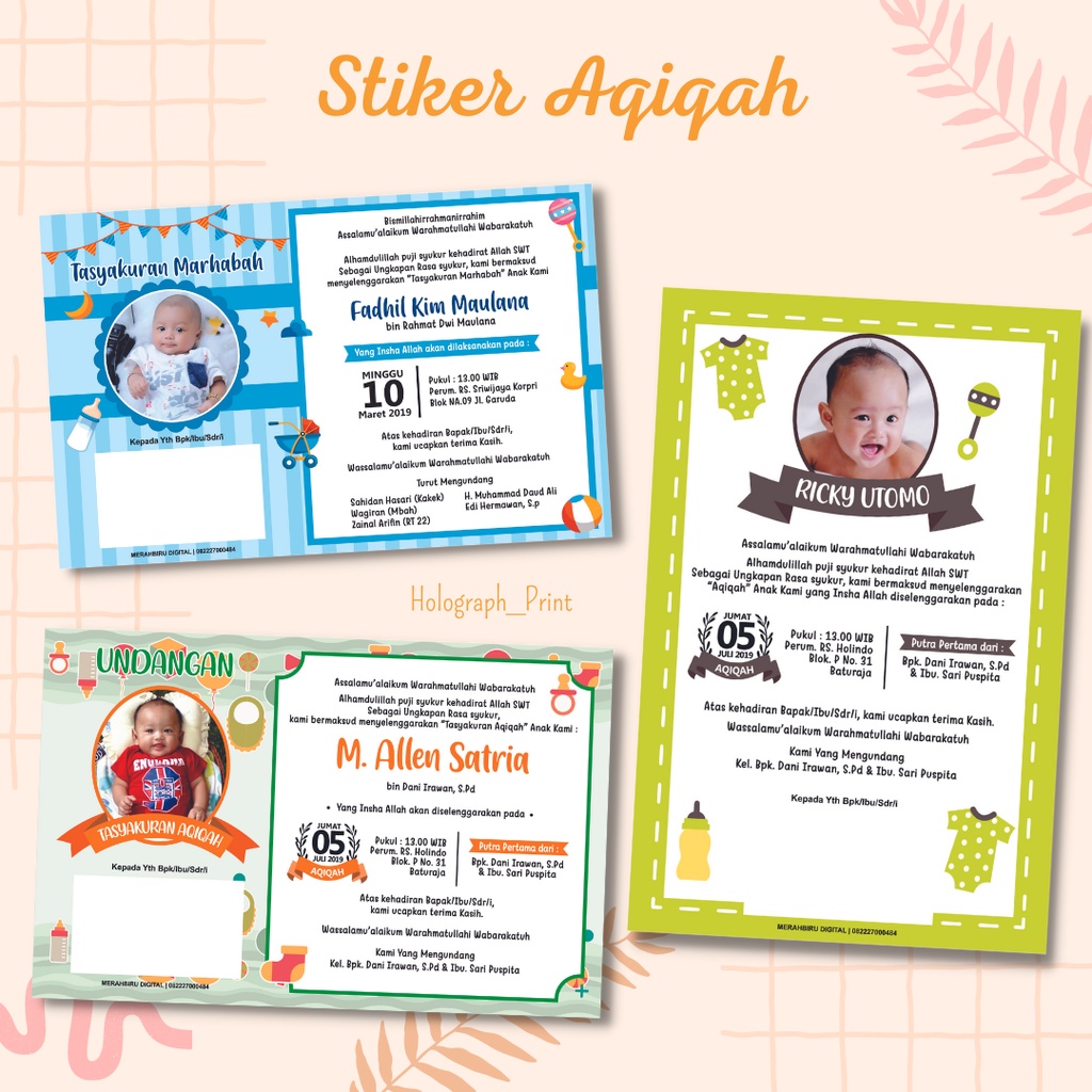 Jual Cetak Stiker Label Aqiqah Syukuran Bayi Bahan cromo glosy FREE ...