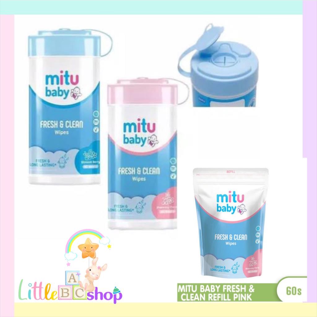 Jual Mitu Baby Tisu Basah Fresh & Clean Botol 60sheet / mitu baby wipes ...