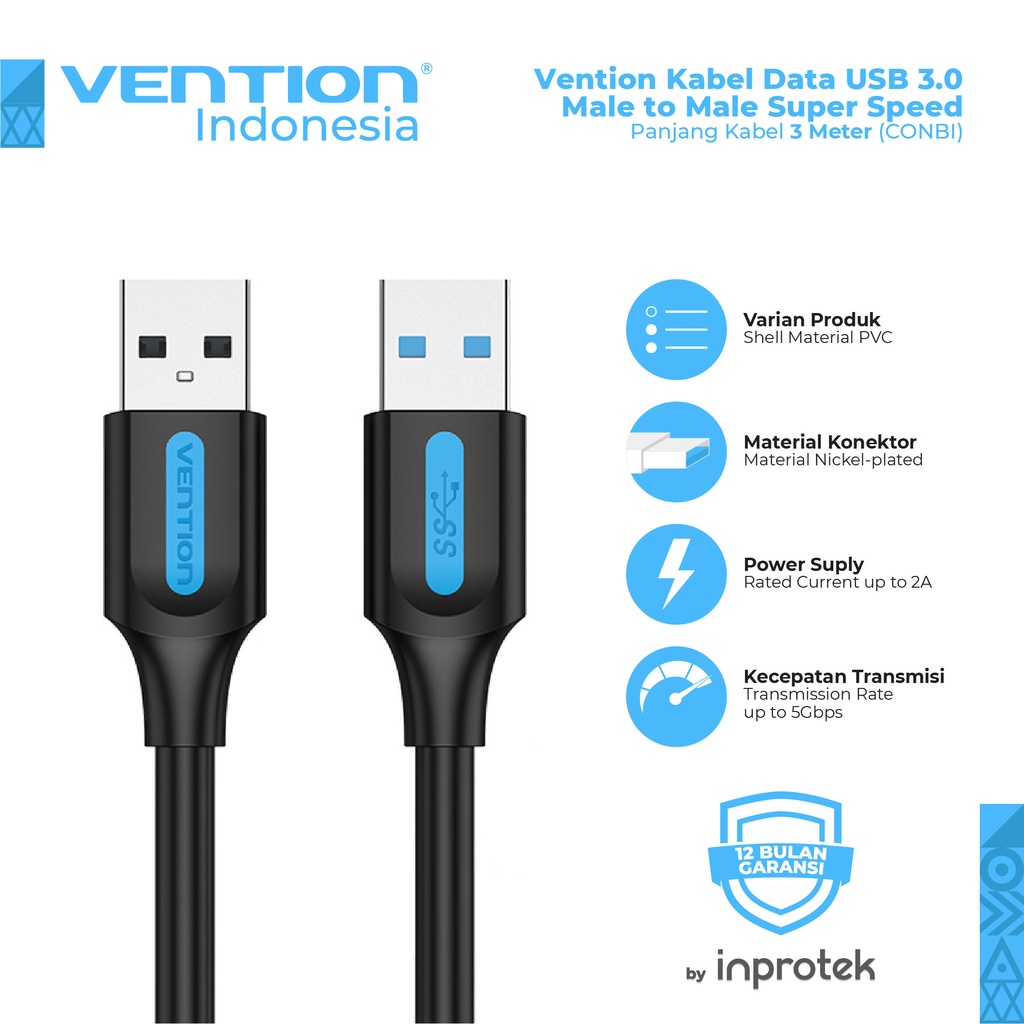Jual Vention Kabel Data USB 3 USB3 Male to Male Super Speed for PC ...