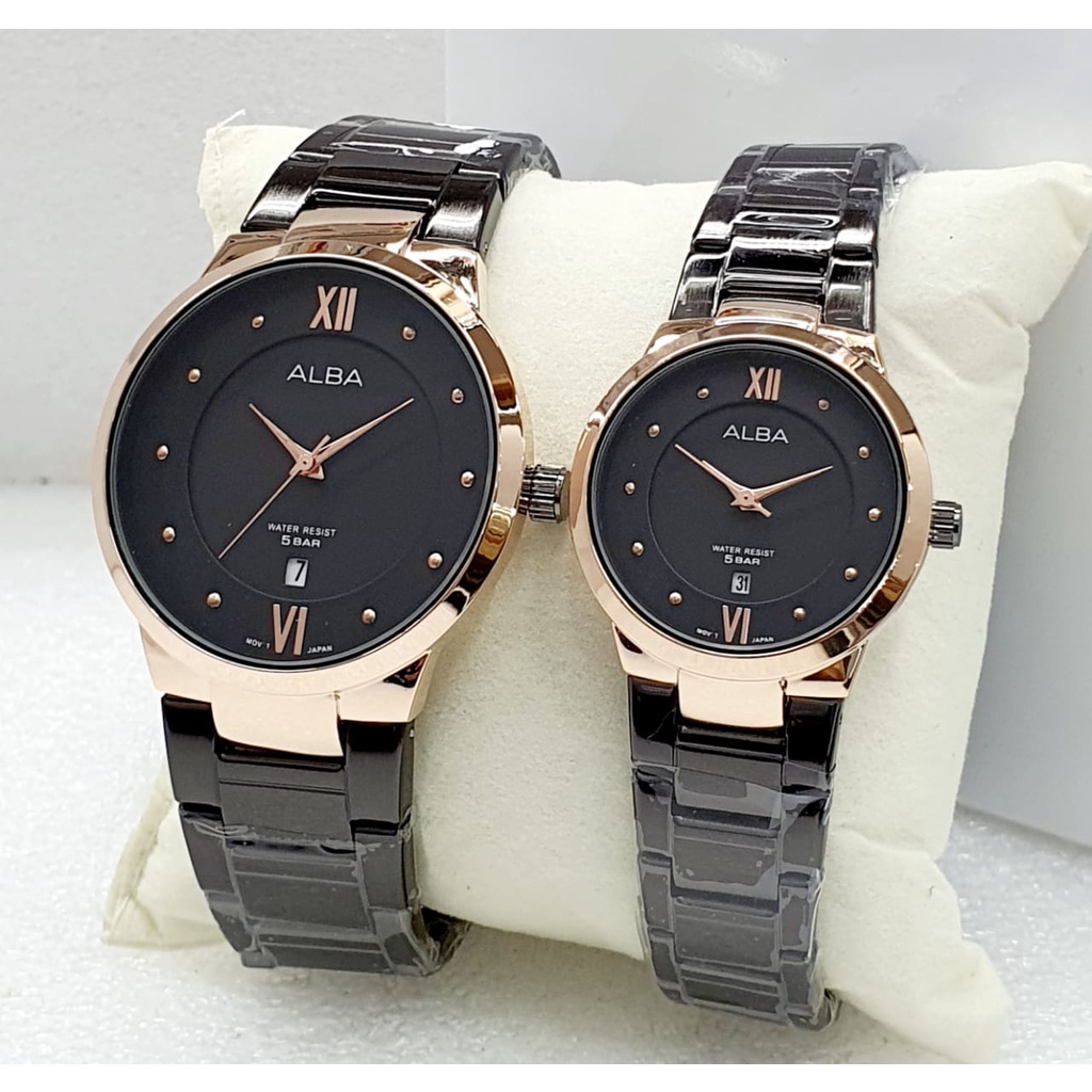Jual Jam Tangan Couple Fashion Alba 41603CT Tali Rantai Tanggal Aktif ...