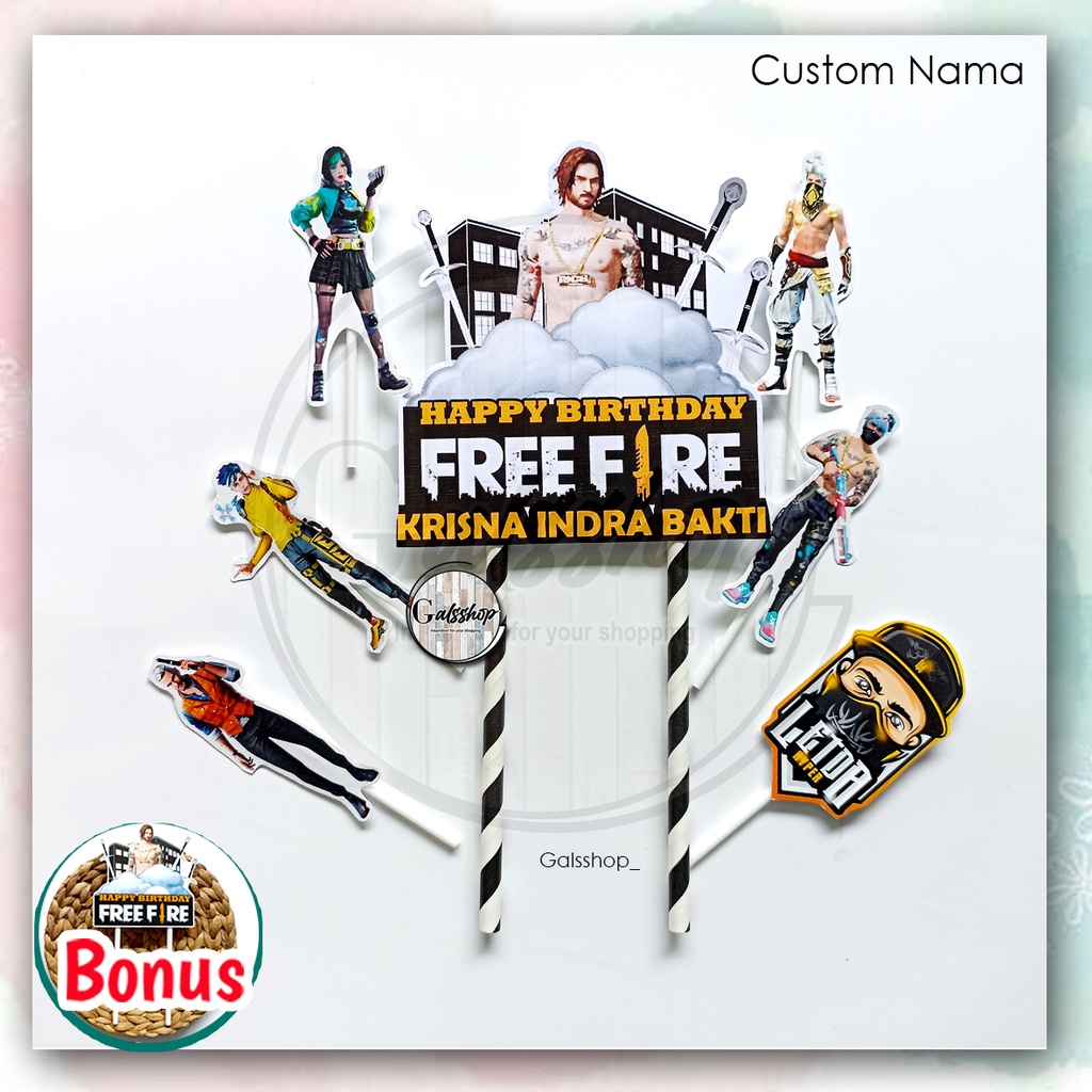 Jual Costum Nama / Foto / TopperCake Free Fire 2 / Hiasan Kue / Cake ...