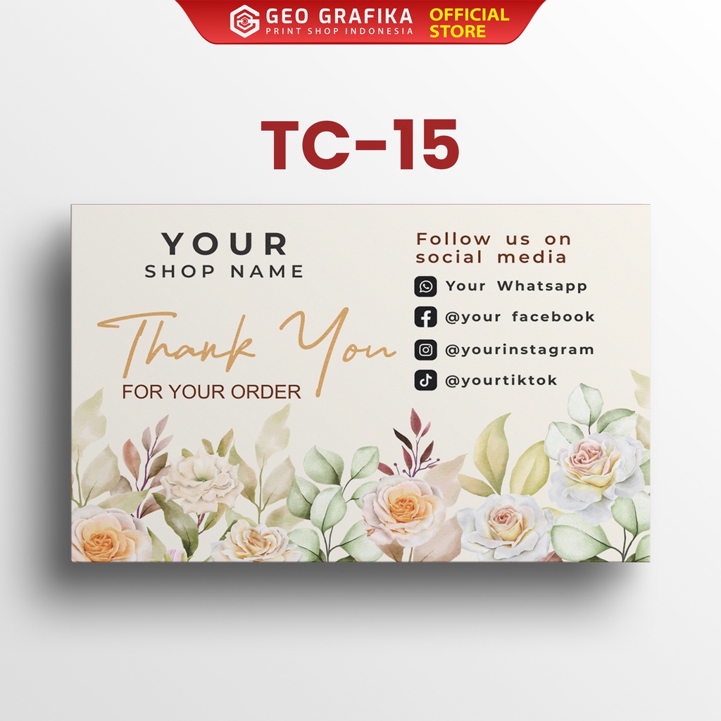 Jual Thank You Card / Kartu Ucapan Terima Kasih Aesthetic Online Shop Custom Free Desain - Geo ...