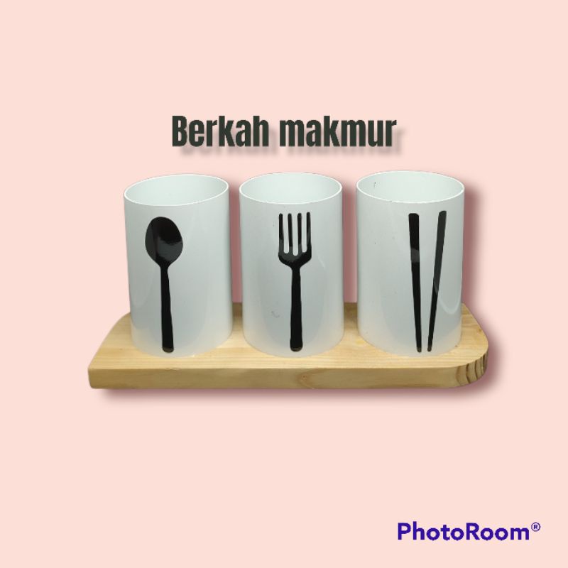 Jual Tempat sendok/tempat sendok/wadah sendok garpu sumpit kayu/tempat ...