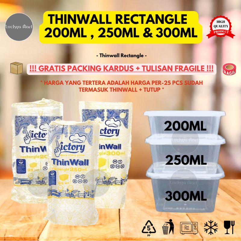 Jual [Isi 25 Pcs] Thinwall rectangle / thinwall 200ml 250ml 300ml Rect ...