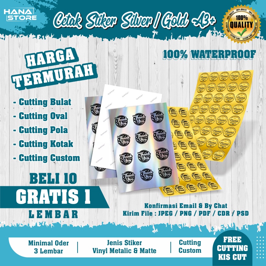 Jual Cetak Stiker A3+ Silver Metalic / Silver Matte / Stiker Gold A3 ...