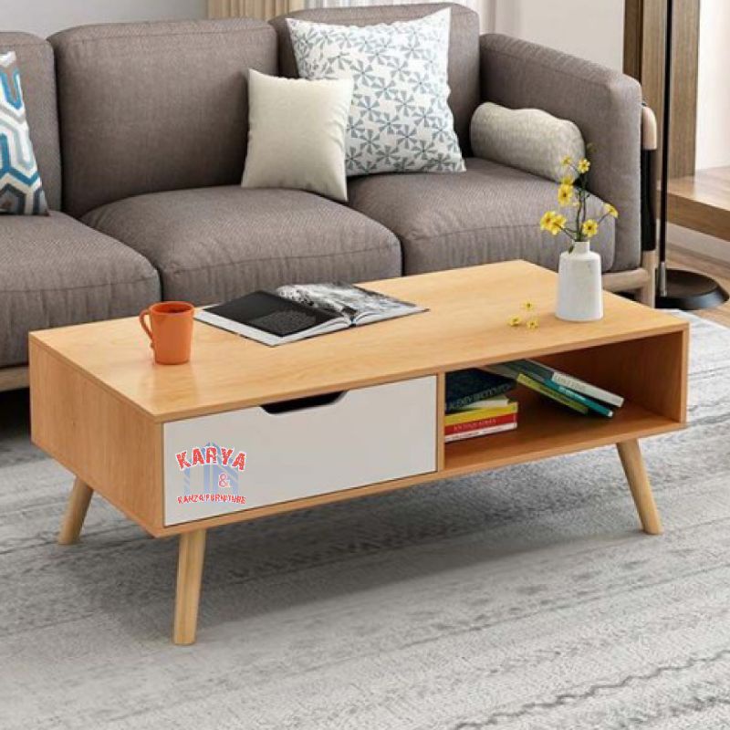 Jual MEJA tamu meja coffee meja sofa 1laci minimalis | Shopee Indonesia