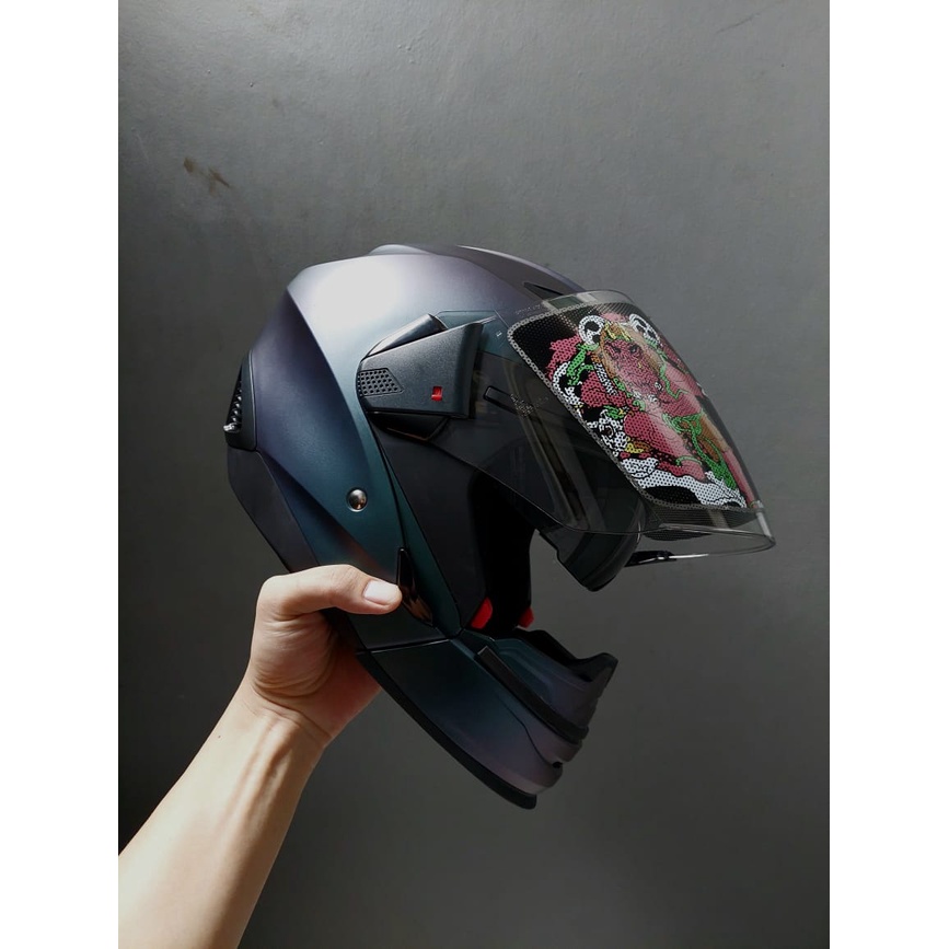 Jual ZEUS ZS 611C MATT CHAMALEON PURPLE DOFF MODULAR DOUBLE VISOR ...