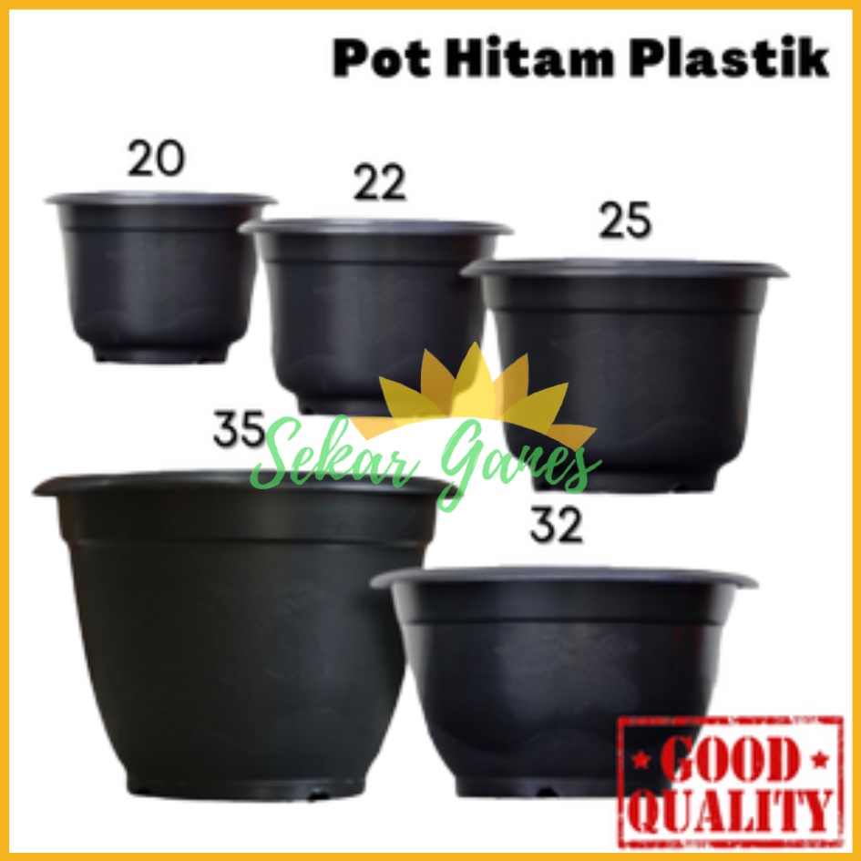 Jual Pot Bunga Hitam 20 22 25 30 32 35 | Pot Tanaman Hitam Plastik Pot ...