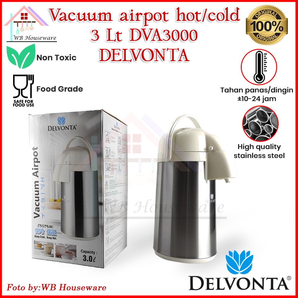 Jual Delvonta Vacuum air pot stainless steel hot/cold / termos air ...