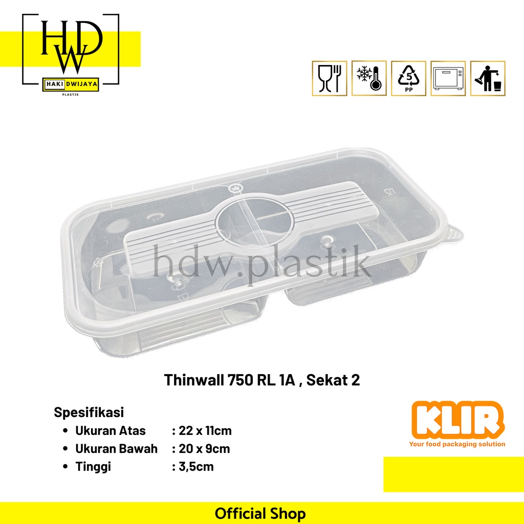 Jual KLIR Thinwall Food Container / Tepak Makan / Kotak Makan 750 RL 1A ...