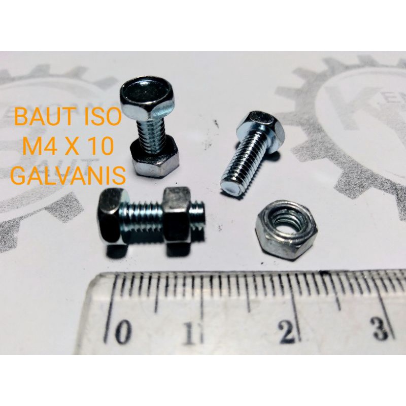 Jual BAUT MUR M4 X 10 GALVANIS / BAUT MUR ISO M4 X 10 KUNCI 7 PANJANG 1 CM | Shopee Indonesia