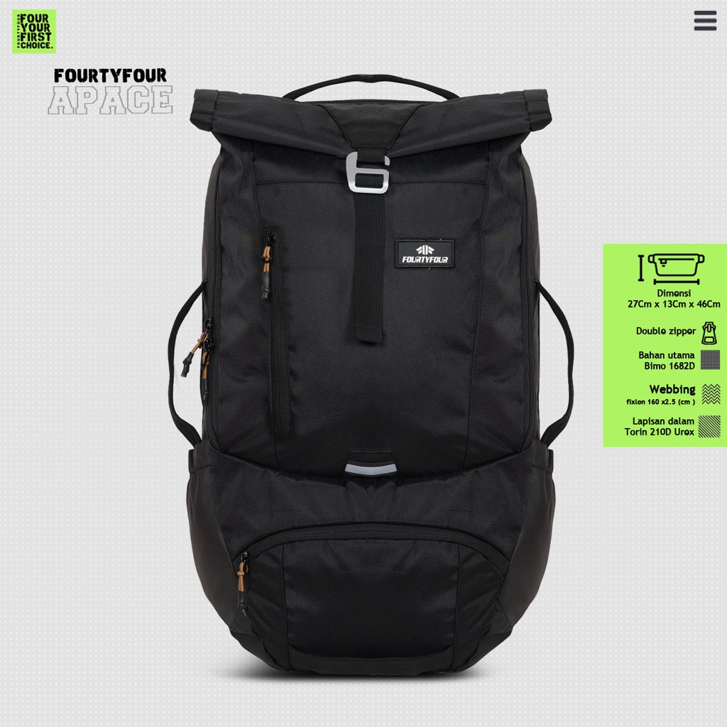Jual FOURTYFOUR Apache - Tas Ransel Pria Backpack Full Black Premium ...
