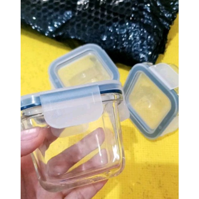 Jual Glass Food Container with Lid 0.18l 180ml Bisa di Stack Up Gelas ...