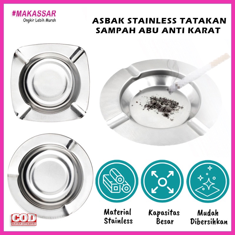 Jual Asbak Rokok Stainless Steel Anti Karat 12 cm / Tempat Abu Ampas ...