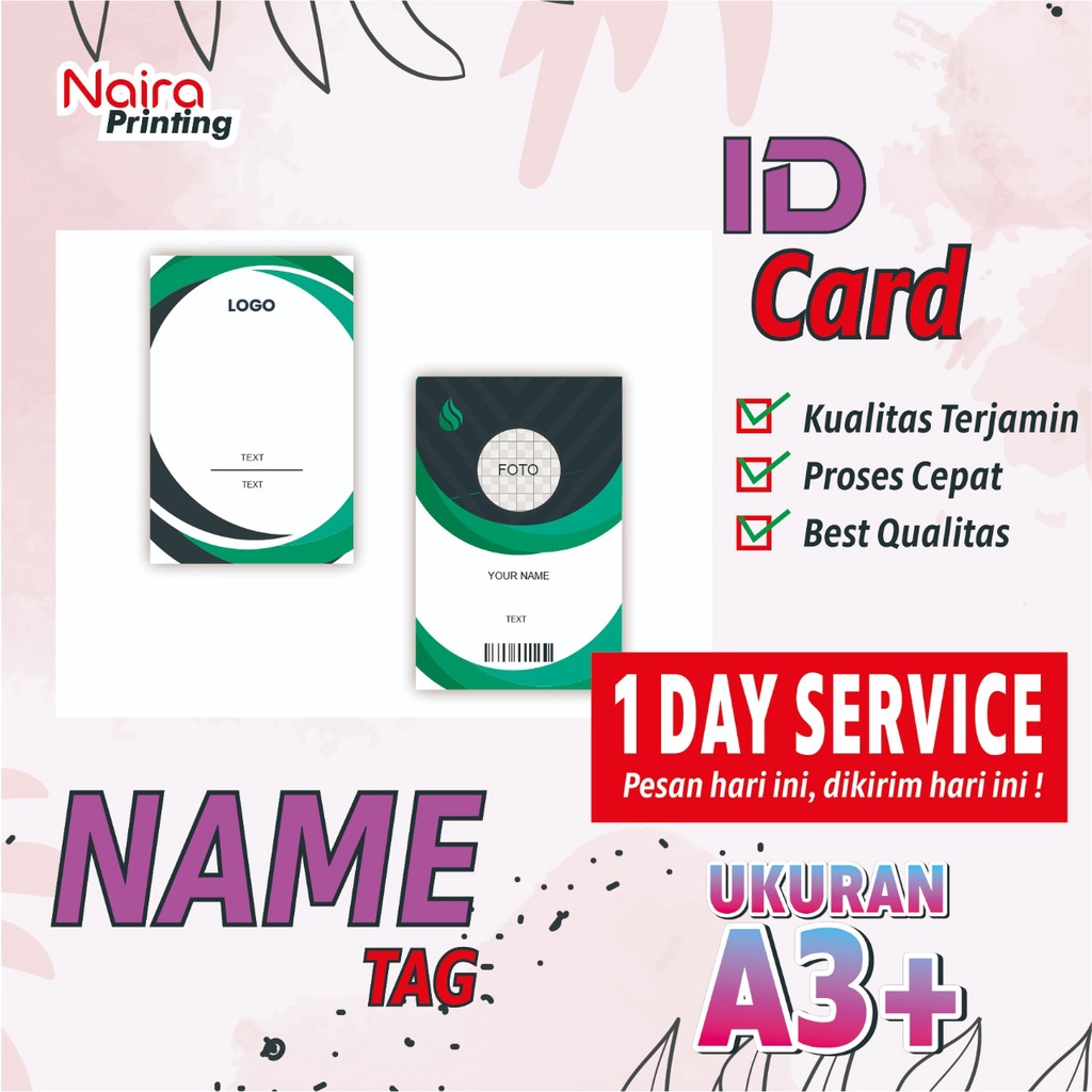 Jual Cetak ID Card PVC Custom / Name Tag / Cetak 1/2 Sisi | Shopee Indonesia
