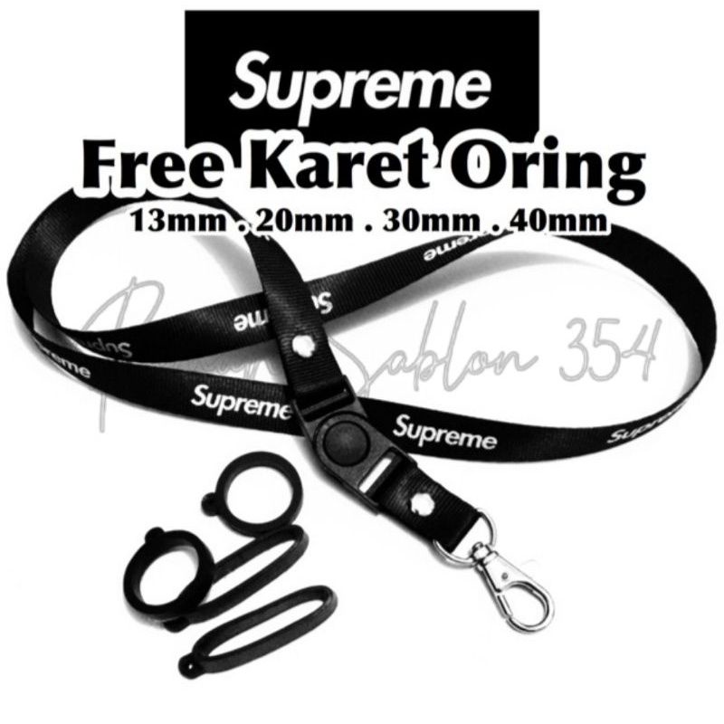 Jual lanyard SUPREME gantungan kunci distro logo merk ternama branded ...