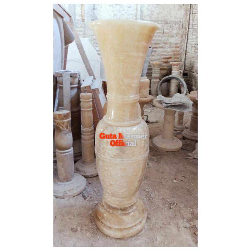 Jual Sepasang Dua Vas Bunga Batu Onix Super Ukuran Besar | Shopee Indonesia