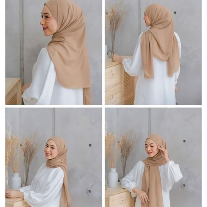 Jual Hijab Pashmina OVAL/ Pashmina CURVE Ceruty Babydoll Premium Jahit ...