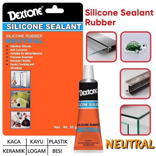 Jual Dextone Silicone Rubber Sealant Neutral 30Gr Silen Netral Perekat Lem Kaca Metal Keramik ...