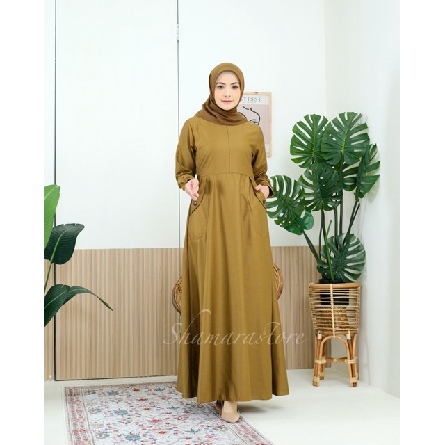Jual Shamarastore Gamis Toyobo Khaki Seragam PNS PDH Polos High Quality | Shopee Indonesia