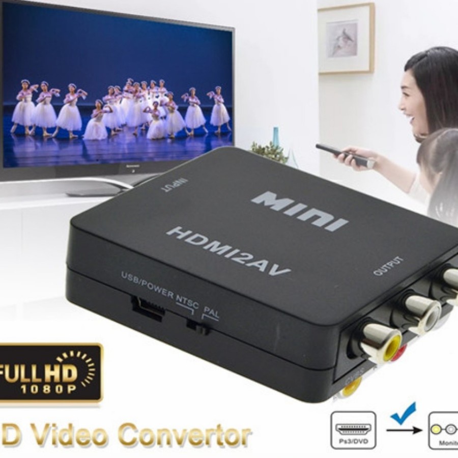 Jual HDMI to AV RCA Converter MINI HDMI2AV MINI BOX HDMI2AV Adapter | Shopee Indonesia