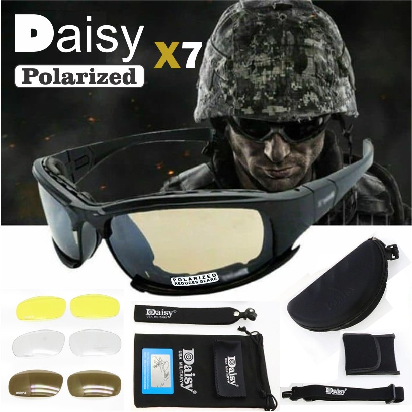 Jual Tactical Daisy x7 Anti UV 4 lensa Set Kacamata Sunglasses Police Military | Shopee Indonesia