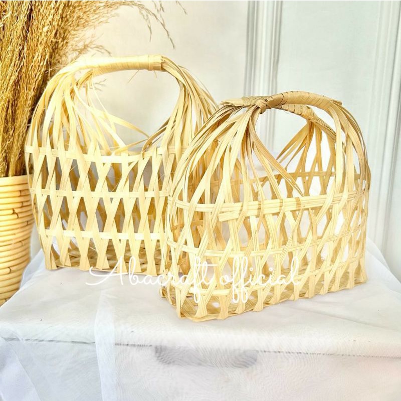 Jual Tas Anyaman Bambu 17x25 cm tas hampers tas parcel tas sembako tas berkat anyaman bambu ...