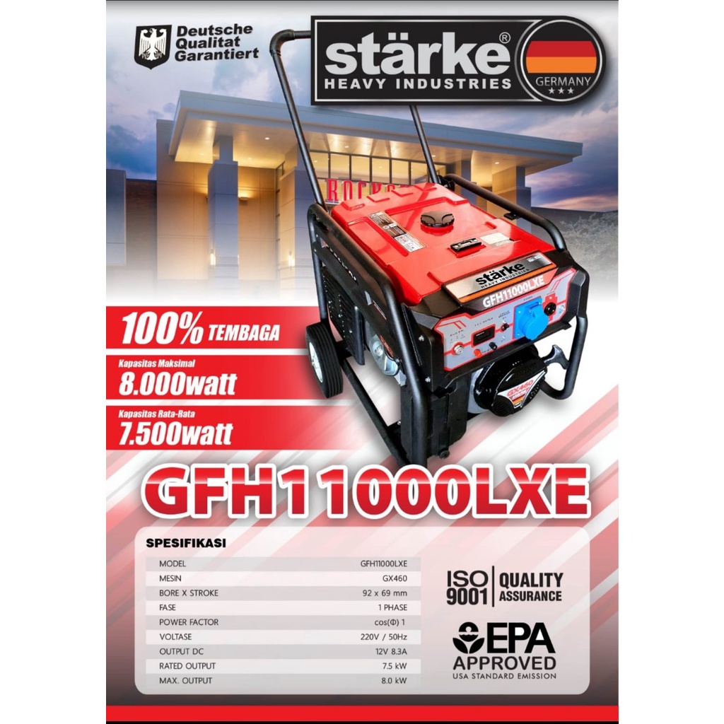 Jual Genset Starke GFH11000LXE GFH 11000 LXE 7500 Watt Max 8000 Watt ...
