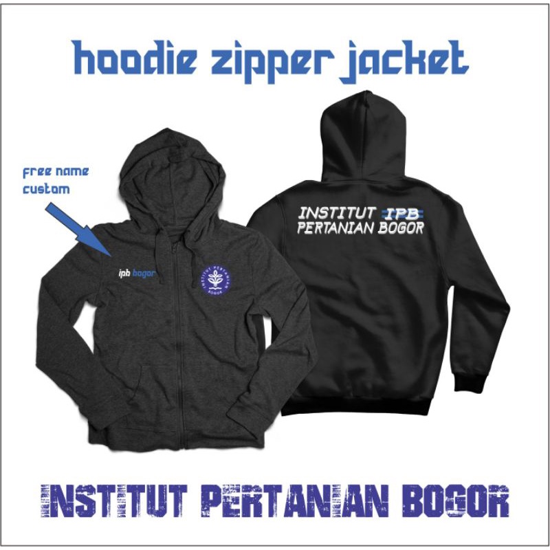 Jual Jaket Zipper IPB Bogor Hoodie Institut Pertanian Bogor Black | Shopee Indonesia