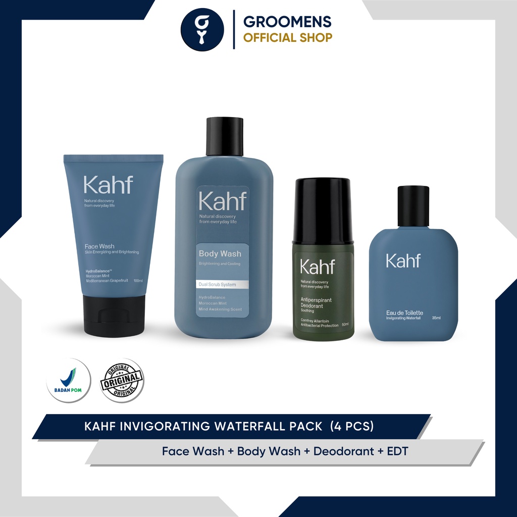 Jual Kahf Invigorating Waterfall Pack - Face Wash, Body Wash, Deo ...