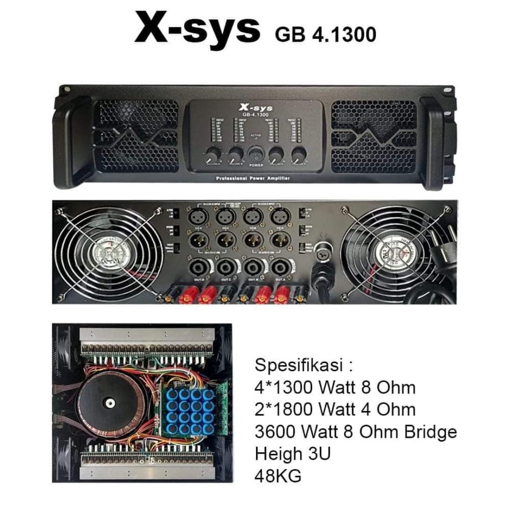 Jual X-Sys Power Amplifier Tipe GB-4.1300 GB4 1300 Original -Profesional Amplifier | Shopee ...