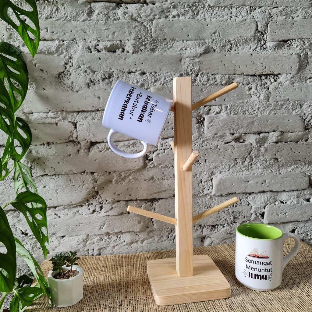 Jual Gantungan Cangkir Kayu I Mug Holder kayu I Rak Tempat penyimpanan ...