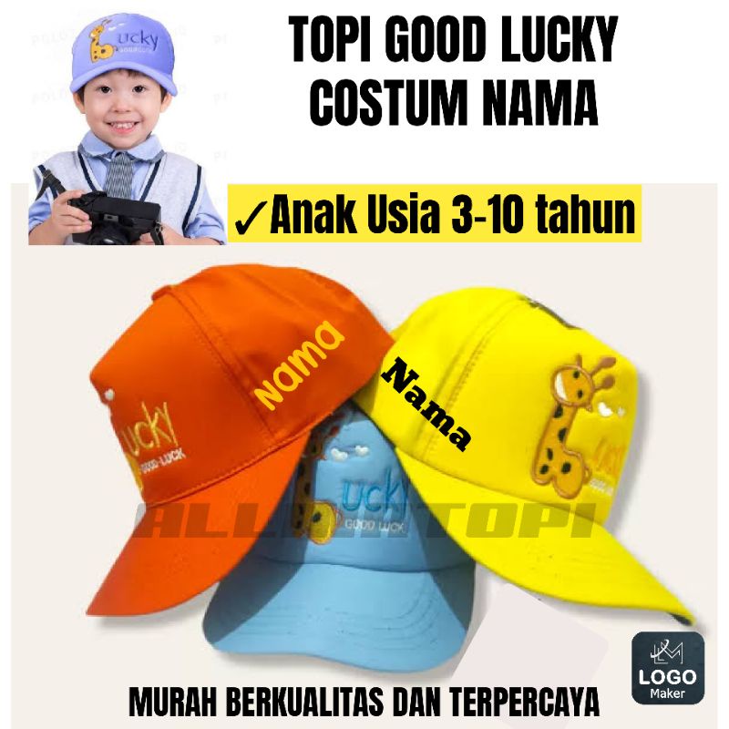 Jual Topi Anak Good Lucky Request Nama Topi Anak Costum Nama Topi ...