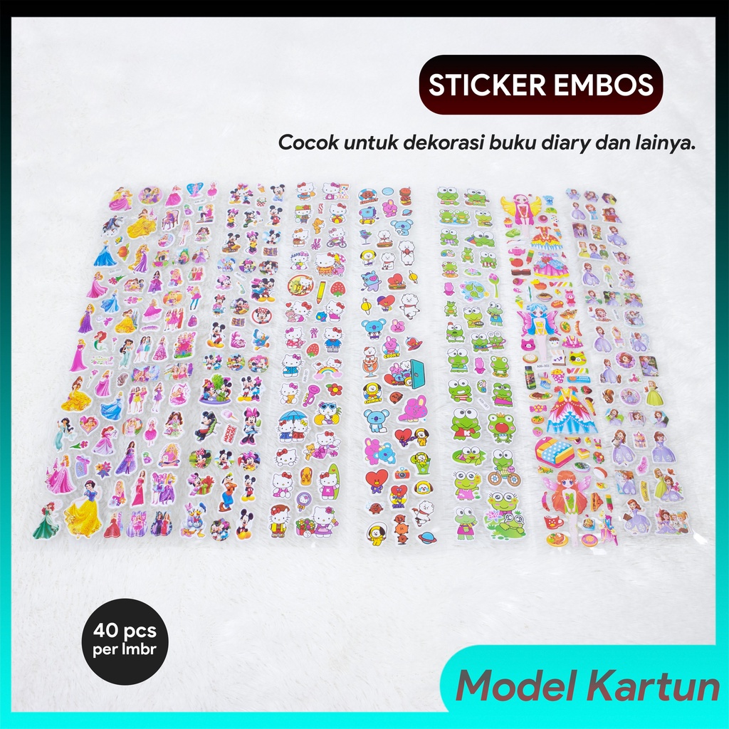 Jual Sticker Embos Kartun Gambar Lucu Dekorasi Diary | Shopee Indonesia