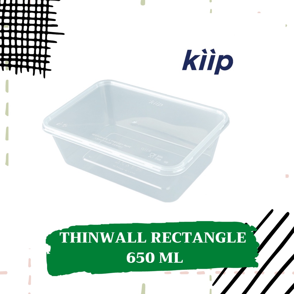 Jual KIIP THINWALL RECTANGLE 650 ML NATURAL FOOD CONTAINER (25 PCS) | Shopee Indonesia