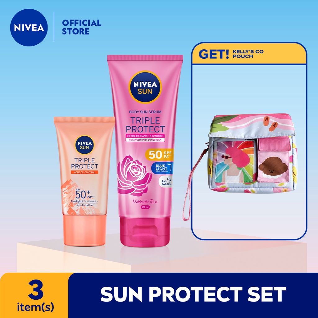 Jual NIVEA x Kelly's Co Tropicale Holiday Pouch Set - Triple Protect ...