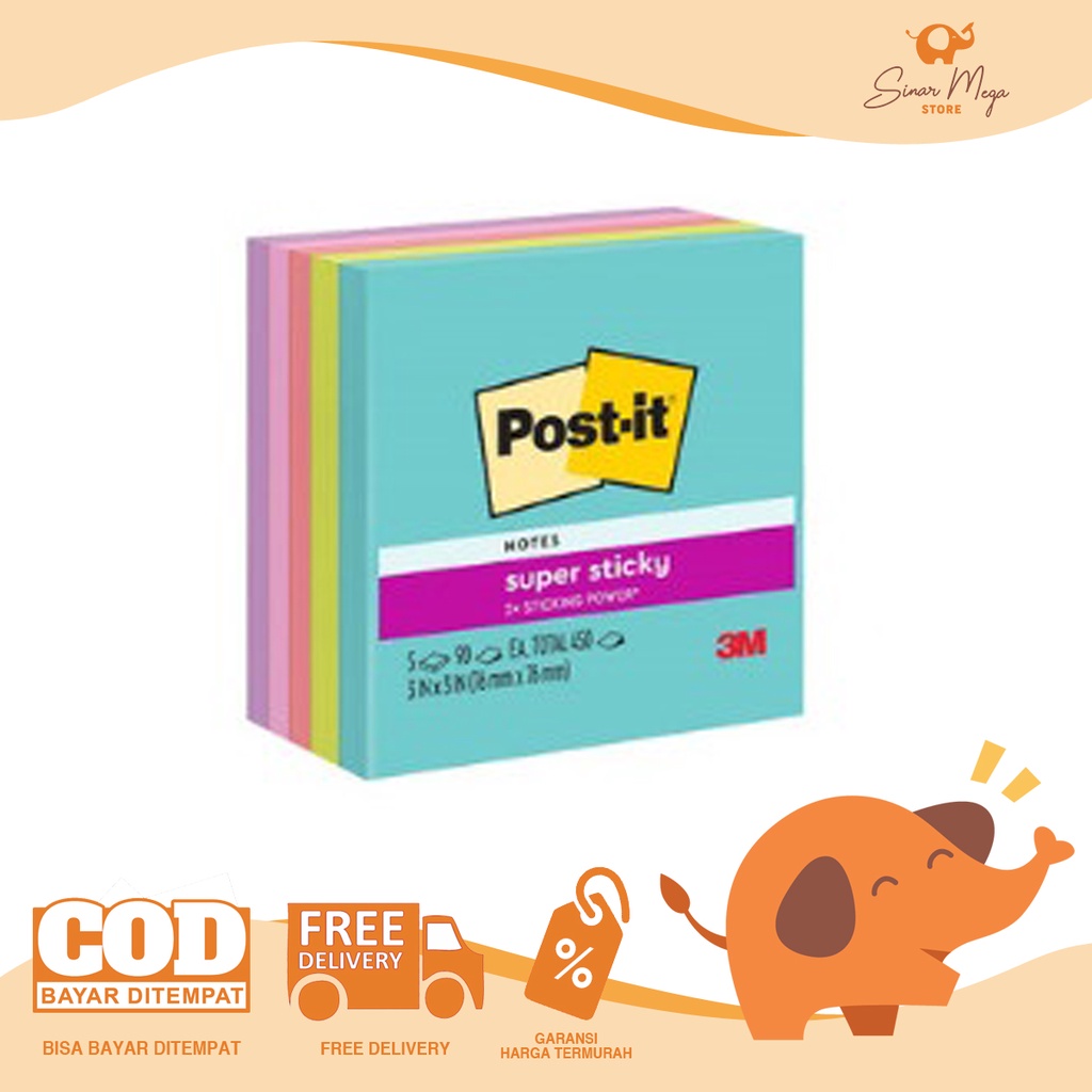 Jual 3M Post It Cube 654 5 SS MIA / Sticky Notes Warna Neon Berkualitas ...