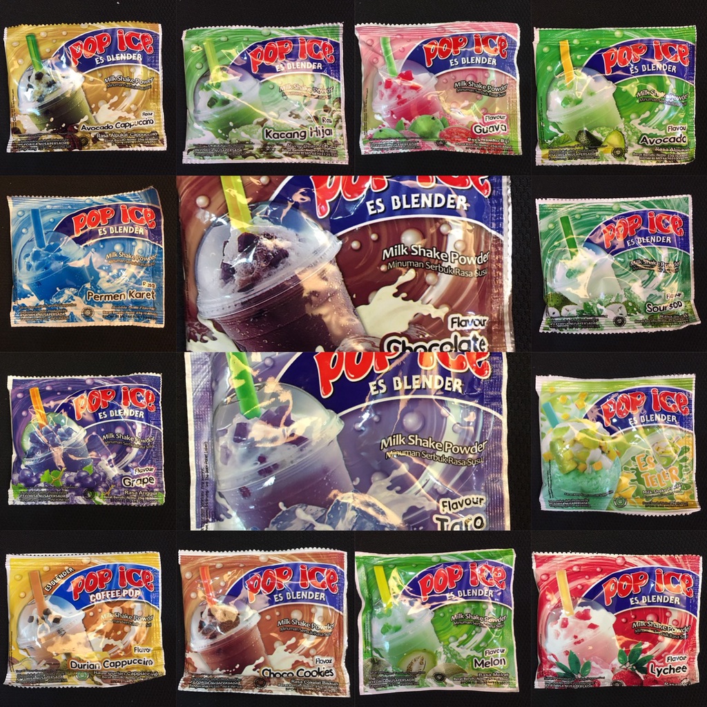 Jual Pop Ice Minuman Sachet es blender Rencengan all varian 25 gr ...