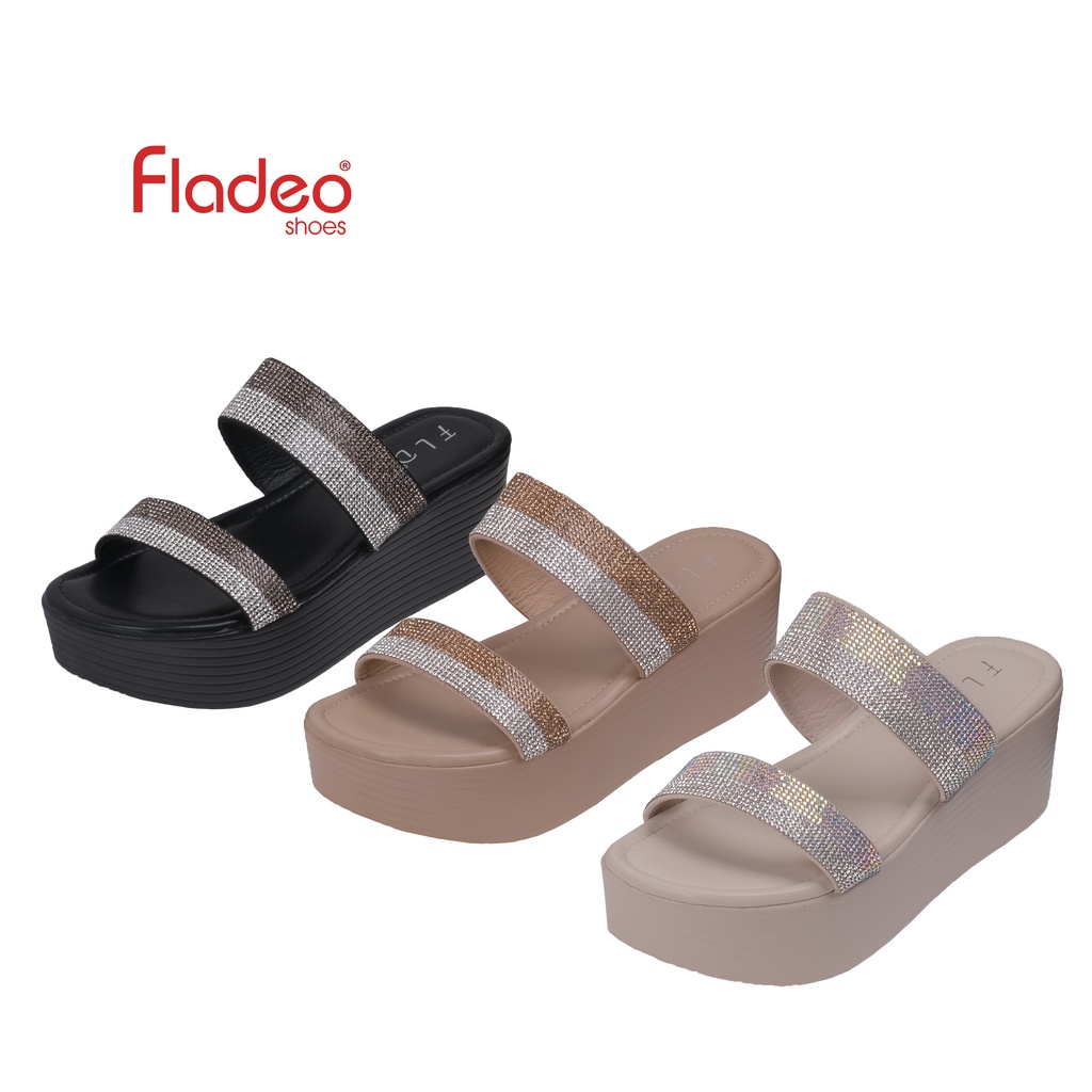 Jual Fladeo J22/LDFJ473-1BG/Sandal Wedges Slide Wanita [ Wedges Slipper ...