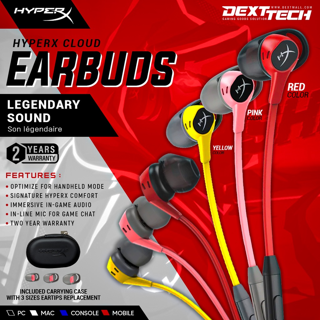 Jual HyperX Cloud Earbuds Gaming Headphones with Mic | Shopee Indonesia