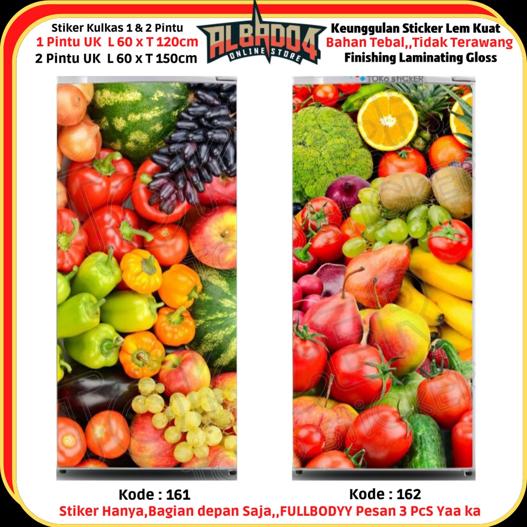 Jual STICKER KULKAS 1 Pintu 2 Pintu MOTIF SAYUR-SAYURAN BUAH BUAHAN ...