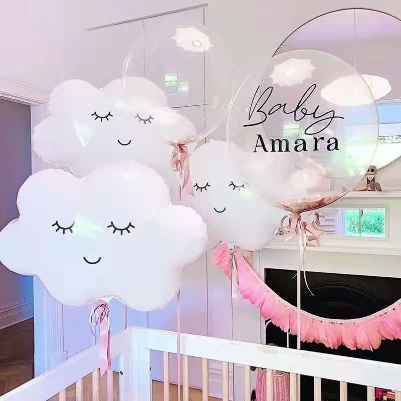 Jual Balon foil tema awan pelangi putih / balon awan / cloud balon awan ...