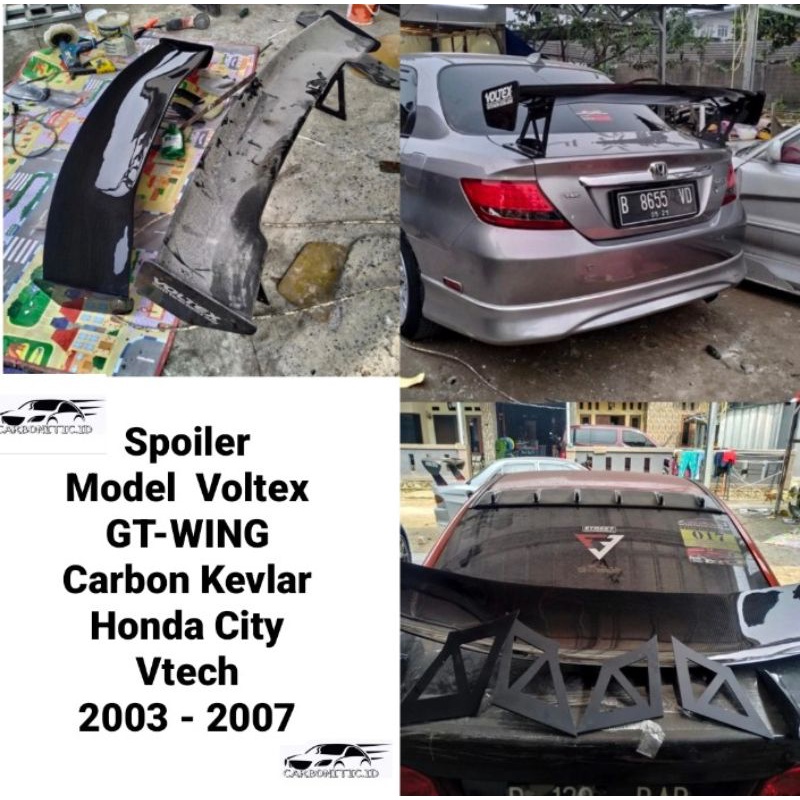 Jual Spoiler Custom Model GT-WING VOLTEX Honda City Type Vtech 2003 - 2007 Carbon Kevlar Asli ...